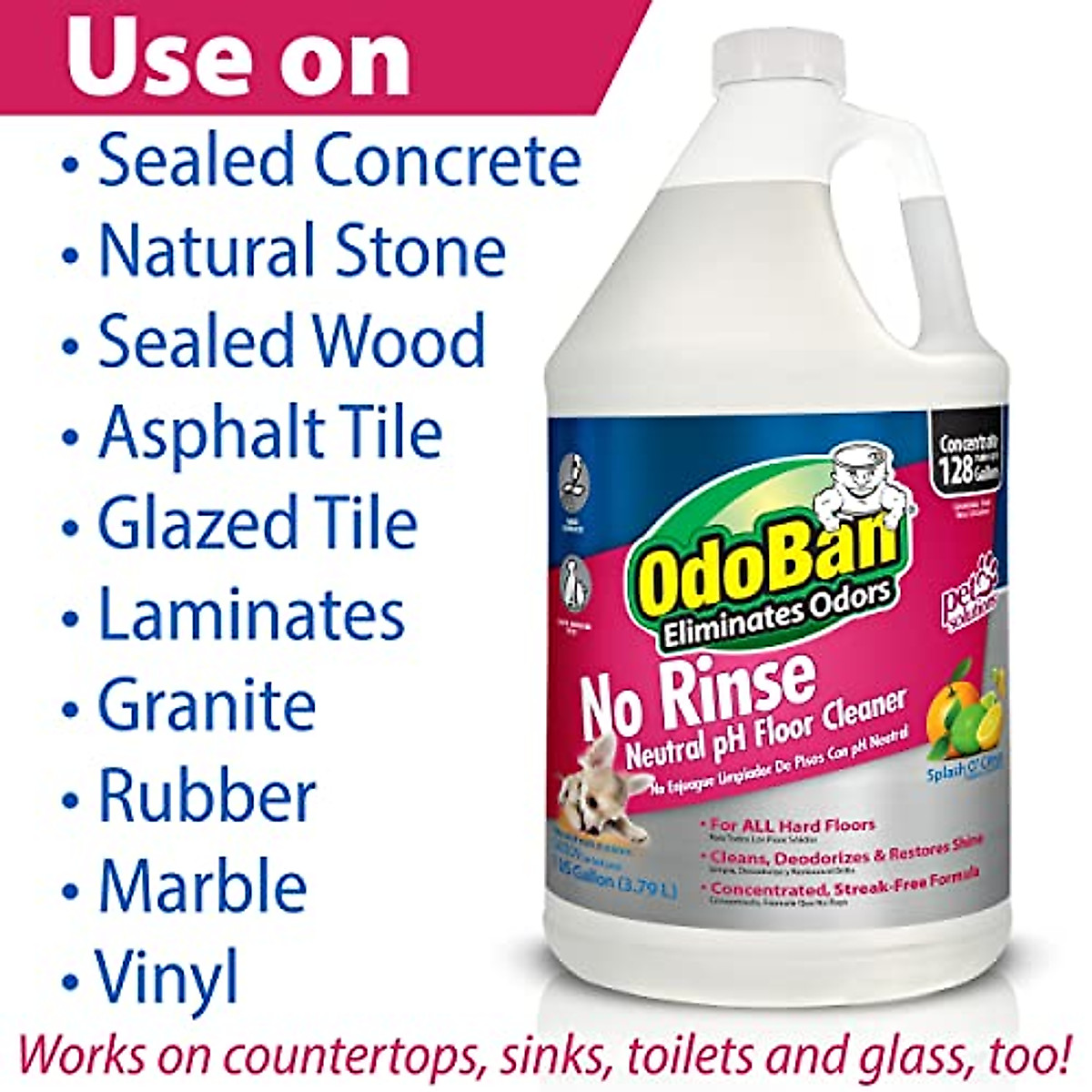 OdoBan Pet Solutions Oxy Stain Remover, 32 Ounce Spray, Neutral pH Floor Cleaner Concentrate, 1 Gallon, and 120 Dog Waste Pickup Bags