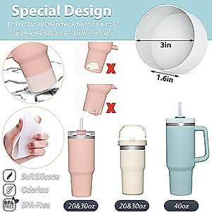 Stanley Cup Accessories Set Includs 1 Pcs Water Bottle Pouch, 6 Pcs Silicone Spill Proof Stopper, 2 Pcs Straw Cover Cap(9-10mm Straw), 1 Pcs Silicone Boot for Stanley Cup 40oz & 30oz Tumbler (Pink)