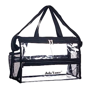 Game Changer Travel Bag Actor Bag Clear Vinyl PVC Makeup Cosmetic Toiletry Bag MUA Kits Organizer Bag Stadium Approved Clear Tote Gym Bag with Adjustable Strap for Home,Work,Concerts, Sports Events