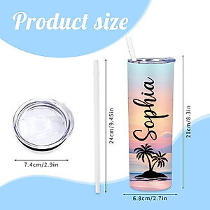 Custom Vacation Tumbler, Personalized Beach Tumblers Bulk for Women, Family Girls Trip Travel Insulated Tumbler Cups with Lids and Straws, Girls Trip Gifts Favors 2025, Bachelorette Trip Gifts