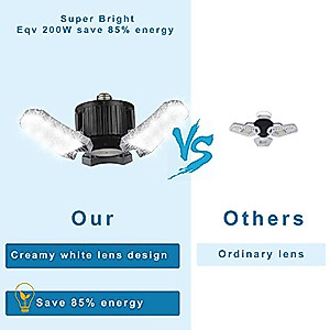 4-Pack LED Garage Lights, 80W LED Shop Light 5000K 6000LM Three-Leaf Garage Ceiling Light Fixtures,Adjustable Multi-Position Panels，E26 Base,LED Glow Light for Garage, Workshop Attic and Basement