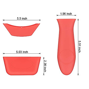 Emoly Silicone Hot Handle Holder, 3 Pack Pot Holders Cover Rubber Hot Resistant Non Slip Pot Holder Sleeves for Cast Iron Skillets Metal Frying Pans Aluminum Cookware Handles (Red), 12 (Emoly)