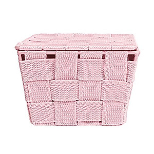WENKO Storage Basket Adria with lid in Pink, PP, 19 x 14 x 10 cm