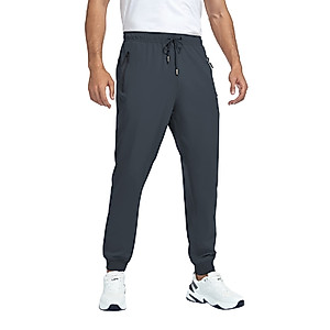GAXIDES Sweatpants for Men with Pockets Mens Joggers with Zipper Pockets Workout Athletic Track Pants Jogging for Men with Elastic Waist Gym Running Cold Grey S/28