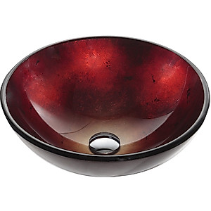 Irruption Red Glass Vessel Bathroom Sink with PU-MR Chrome