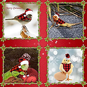 JOTFA 4 Pieces Christmas Bearded Dragon Costumes, Lizard Christmas Hats Bandanas Small Pet Christmas Costume for Bearded Dragon Lizard Chicks Parrot Hamster Guinea Pig Small Pet (Red, Plaid)