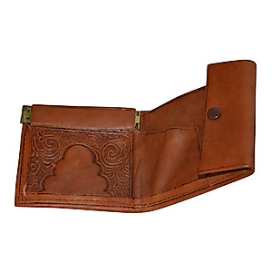 Moroccan Handmade Wallet Credit Card Leather Coin Change Pocket Small Brown