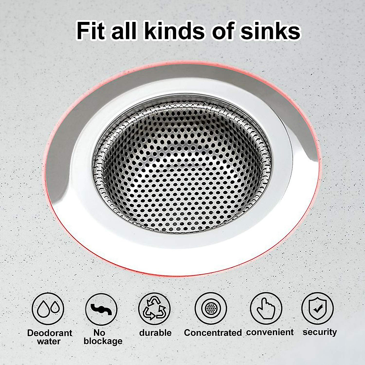 Kitchen Sink Strainer Kitchen Sink Stopper, Professional Stainless Steel Sink Filter, With Dense Mesh (2 PCS) for Draining Kitchen, Bathroom, Bathtub, Washbasin