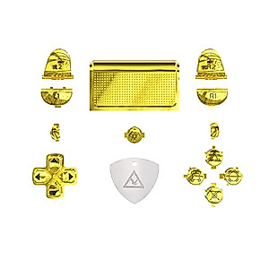 eXtremeRate Chrome Gold Classical Symbols Custom Replacement Full Set Buttons for ps4 Slim Pro CUH-ZCT2 Controller - Compatible with ps4 DTFS LED Kit - Controller NOT Included