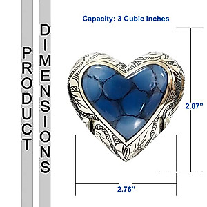 THE ASCENT MEMORIAL Small Love Heart Urn for Human Ashes | Mini Keepsake Funeral Ash Container for Human Remains with Display Stand, Velvet Carry Bag, Paper Funnel and Beautiful Gift Box