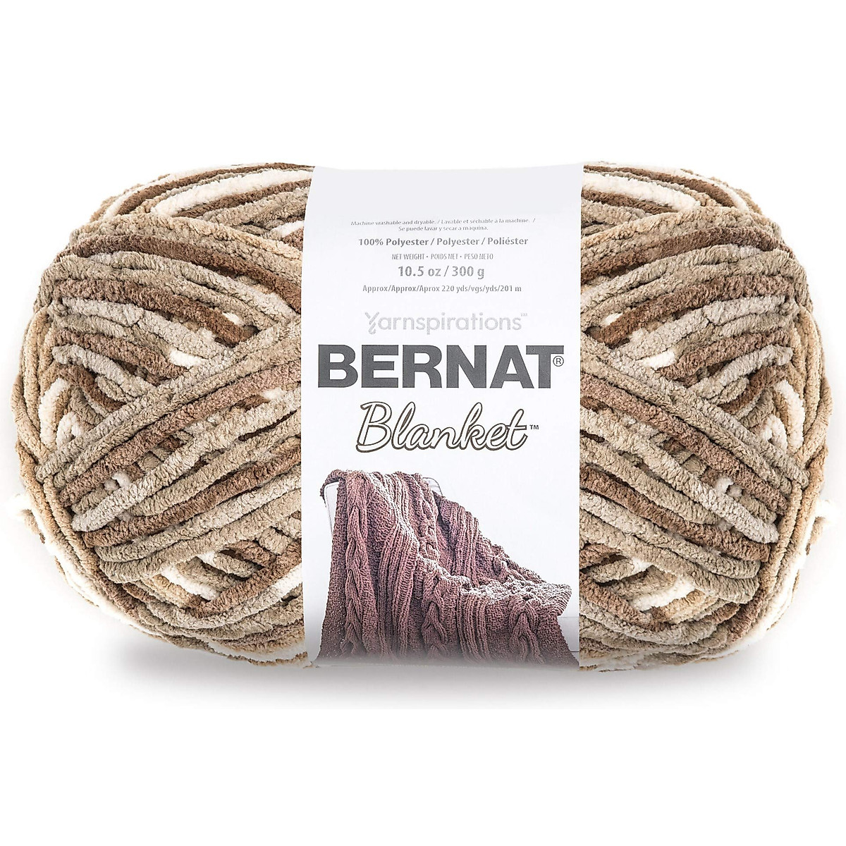 Bernat Blanket Yarn - Big Ball (10.5 oz) - 2 Pack with Patterns (Sonoma)