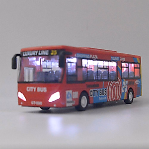 Ailejia City Bus Toy Die Cast Pull Back Vehicles Mini Buses Model Car Toys Lights and Music Bus Toys for Boys (Red)