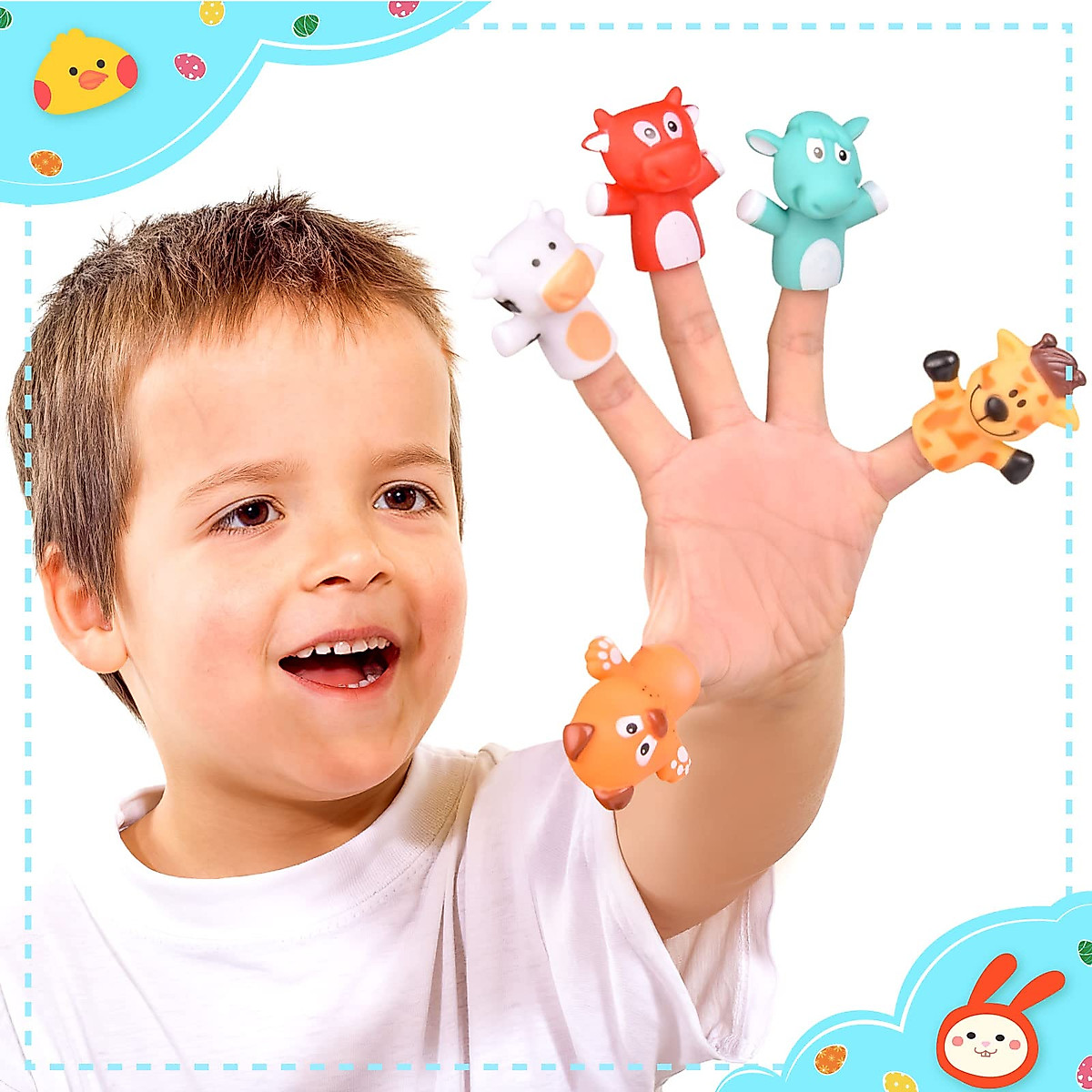 FUN LITTLE TOYS 12 PCs Easter Eggs Prefilled with Animal Finger Puppets, Easter Party Favors, Easter Basket Stuffers, Fillers Easter Egg Hunt, Goodie Bags Fillers, Classroom Prizes (12PCS)