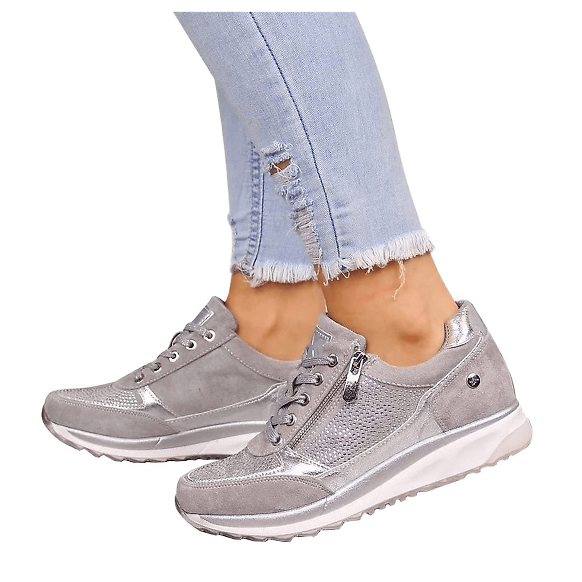 Slip On Shoes Women Wide Fit Womens Walking Running Shoes Athletic Non Slip Tennis Fashion Sneakers Slip On Casual Comfort Breathable Gym Platform Shoes