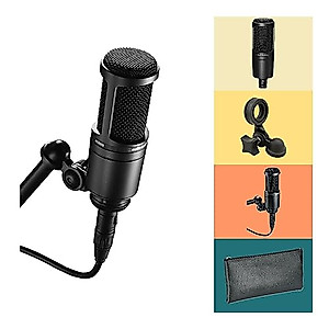 Audio Technica AT2020 Condenser Studio Microphone Bundle with Pop Filter and XLR Cable