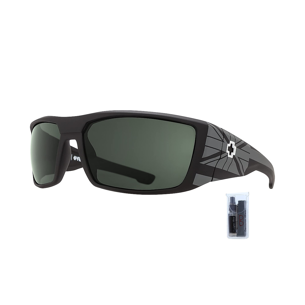 SPY Dirk Hawaii/HD Plus Gray Green Polarized Rectangular Sunglasses for Men + BUNDLE with Designer iWear Eyewear Kit