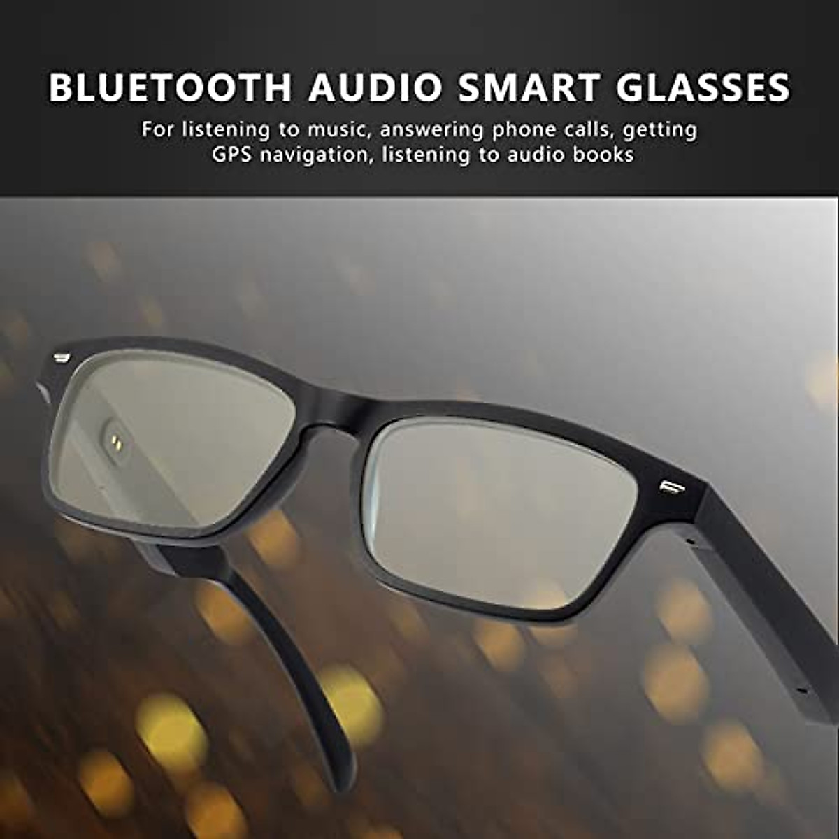 Smart Bluetooth Audio Glasses with Anti Blue Light Lens Waterproof Bluetooth 5.0 Glasses Connect Mobile Phones and Tablets for Men Women