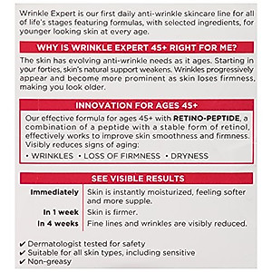 L'Oreal Paris Wrinkle Expert 45+ Anti-Aging Face Moisturizer with Retino-Peptide, Non-Greasy, Suitable for Sensitive Skin, 1.7 fl. Oz