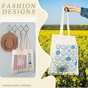 2 Pcs Aesthetic Canvas Tote Bags Women Cute Beach Bags Reusable Grocery Shopping Bags Inspirational Gifts for Beach Picnic (Lovely Style)