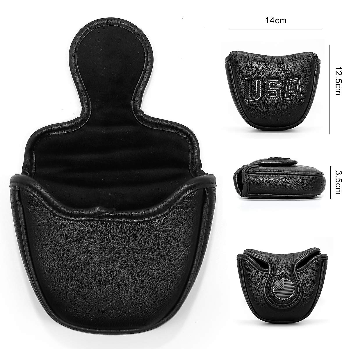 Golf Putter Cover, Putter Headcovers Golf Club Head Covers Putter Headcover for Blade Leather Golf Mallet Putter Head Covers with Magnetic for All Brands USA Style
