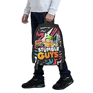 Jadouzke Stumble Guys Casual School Backpack Portable Daypack for Outdoor Sports Travel Bag