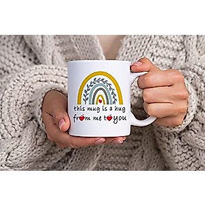 Qsavet This Mug is A Hug from Me to You, Thinking of You, Rainbow Mug, Funny Birthday Gift, Christmas Gift, Mom Gift, Encouragement, Novelty Coffee Mug for Mom, Dad, Wife, Husband, Coworker - 11oz