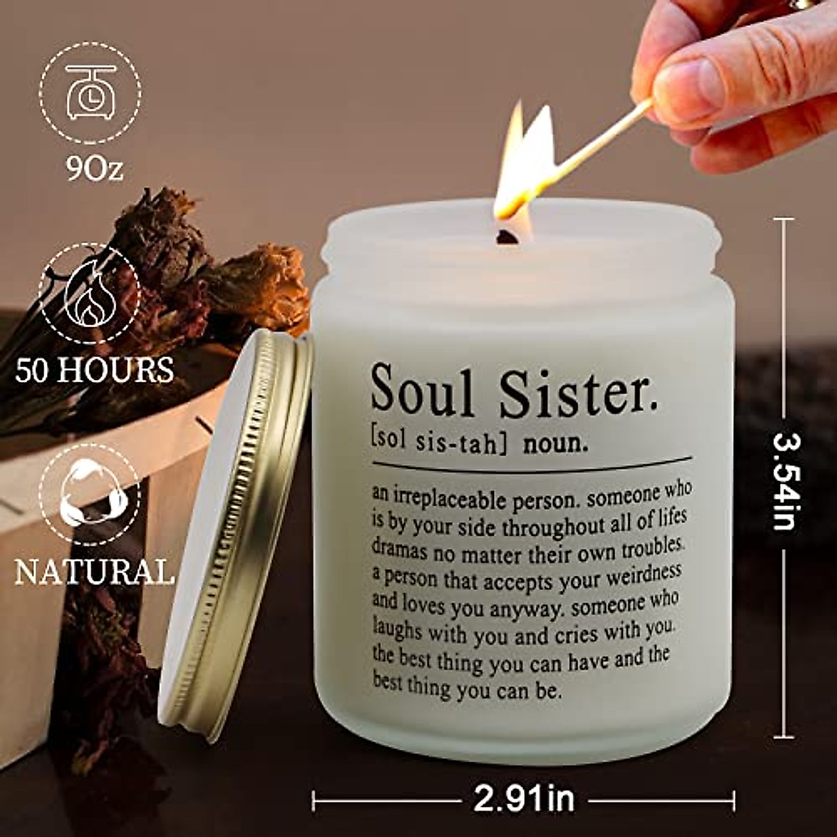 Sister Gifts for Sister, Friend Gifts for Women Friends Friendship Birthday Gifts for Women Christmas Gifts Soul Sisters Gifts from Sister Funny Lavender Scented Candles
