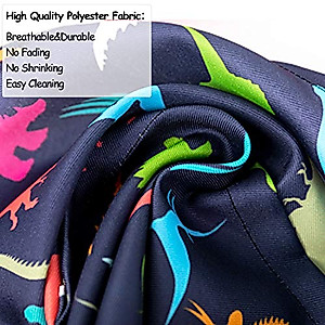 Nidoul Kids Apron for Boys Girls, Adjustable Childs Chef Apron with Pocket, Kitchen Bib Apron for Cooking Baking Art Painting Gardening-Dinosaur, 6-12Years