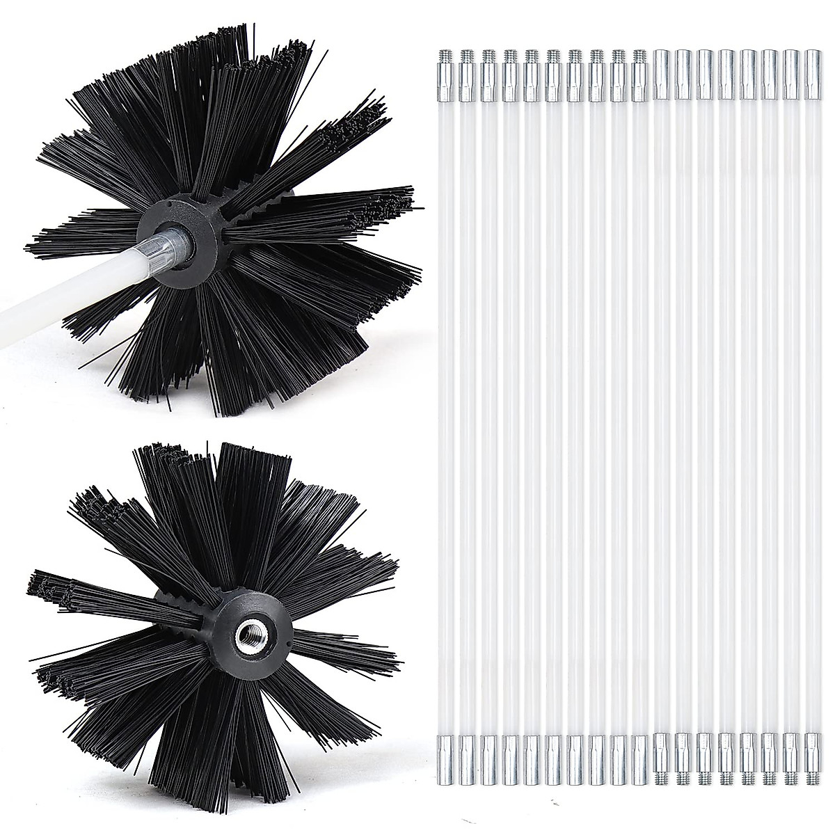 SEKKVY 30 feet Dryer Duct Cleaning Kit Chimney Cleaner Brush Lint Remover Use with or Without Drill Includes 18 Rods and 2 Nylon Brush Heads