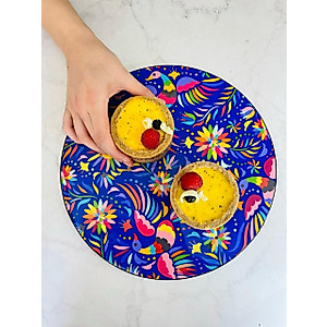 HASTA LA RAIZ | Mexican Handmade Cheese Board covered with resin. Ideal for Charcuterie Platter & Serving Tray. Model: Blue Tenango.