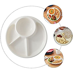Cabilock Divided Serving Dishes Kids Toddlers Baby Tray Diet Food Control Camping Dishes Compact Serving Platter Dinner Snack Compartment Plate (White)