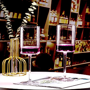 BACLIFE White Wine Glasses Set of 4 - Square wine glasses 15oz in Gift Packaging - Large Red Wine Glass on Long Stem - Unique Modern Shape - For men or women Wedding, Anniversary, Christmas