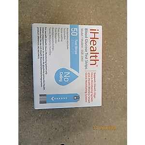 iHealth Blood Glucose Test Strips (50 Count), No Coding Blood Sugar Test, Eligible for FSA Reimbursement, Precision Sugar Measurement for Diabetics, Strips Work Only in iHealth Glucose Meters
