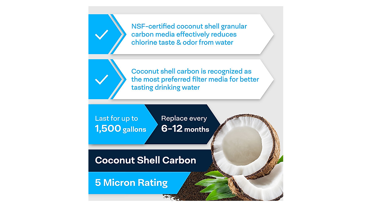 SpiroPure Coconut Shell Water Filter - 1/4" Quick-Connect