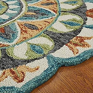LR Home Dazzle Area Rug, 6' Round, Teal/Green