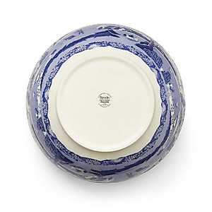 Spode Blue Italian Deep Round Bowl | 10.75 Inch Porcelain Serving Bowl for Salad | Fruit Display Dish for Kitchen Counter | Microwave and Dishwasher Safe | Made in England