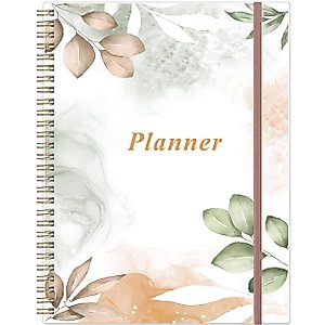 Undated Planner Pro - 8.5" x 11" Weekly & Monthly Planner to Achieve Goals & Increase Productivity, 12 Months Undated Agenda Daily Planner, Start Anytime, Rose Leaf