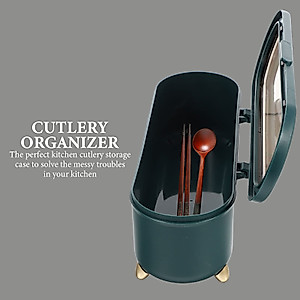 Luxshiny Box Cutlery Storage Box Countertop Utensil Holders Portable Flatware Case Drawer Cutlery Organizer Flatware & Utensil Case Plastic Organizer Visible Case Household Products Seal Pp