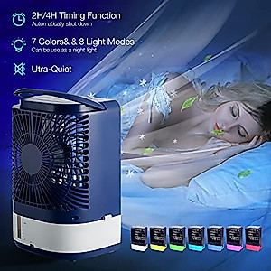 Evaporative Air Cooler,Personal Mini Air Cooler with Remote & Battery,Portable AC Fan (Dark Blue)