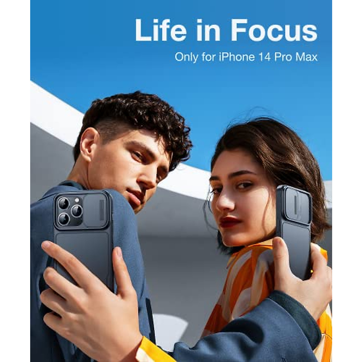 Simtect Designed for iPhone 14 Pro Max Case with Sliding Camera Cover, Shockproof & Military-Grade Protective Silicone Phone Case for iPhone 14 Pro Max 6.7 inch - Black