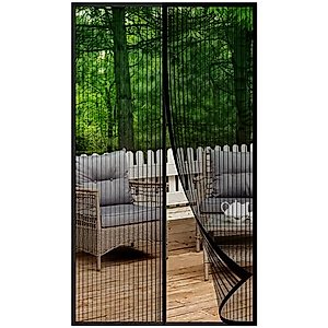 METAONLY Magnetic Screen Door Fits Door Size 32" x 80", Actual Screen Size 34" x 81", Screen Door Mesh,Door Screen Magnetic Closure for Patio Door Enjoy Air Fresh-Black