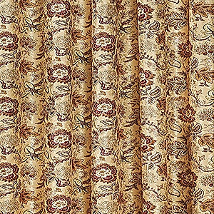 Waverly Navarra Modern Farmhouse Room Darkening Thermal Rod Pocket Window Curtain for Bedroom (1 Panel), 52 in x 84 in, Antique