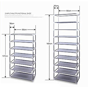 MEZHI 10Layers 9 Grid Shoe Rack Shelf Storage Closet Organizer Cabinet Portable 63inch