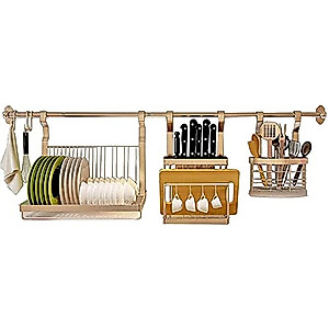 Plate Rack Multi-Purpose Kitchen Storage Shelf Wall Dish Rack Dish Drainer with Cutlery Tableware Draining Drying Storage Shelf Pan Plate Holder