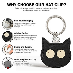GELVTIC Hat Clip Sun Hat Holder for Traveling Bags Luggage Purses Totes Backpacks, Cap Hats Clip-on Bag Hat Companion for Women, Outdoor Travel Accessory (Hat Clip25-Cat-Black)