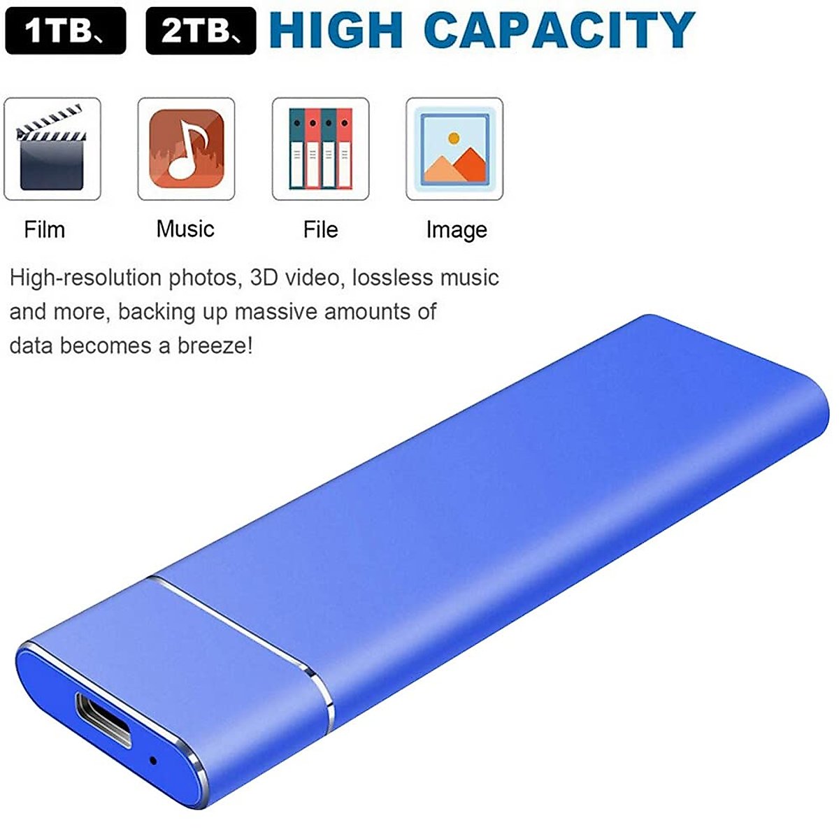 Mobile Portable Solid State Hard Disk for Laptops Desktop Computers Shockproof Durable Hard Disk Red 2TB
