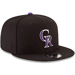 New Era Unisex-Adult MLB 9Fifty Team Color Primary Logo Adjustable Snapback Hat Cap One Size Fits All - Colorado Rockies Black