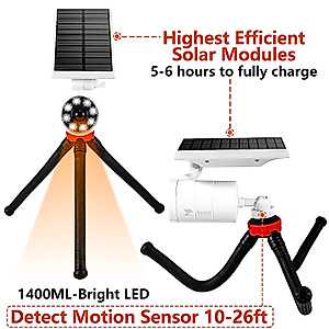 Camping Motion Sensor Light Outdoor Waterproof Aluminum, 9W 1400LM (130W Equi.) Solar Camping Lights, Solar Power Motion Sensor Flood Led Spotlight for Camp Porch Deck Path Patio Yand Post Step