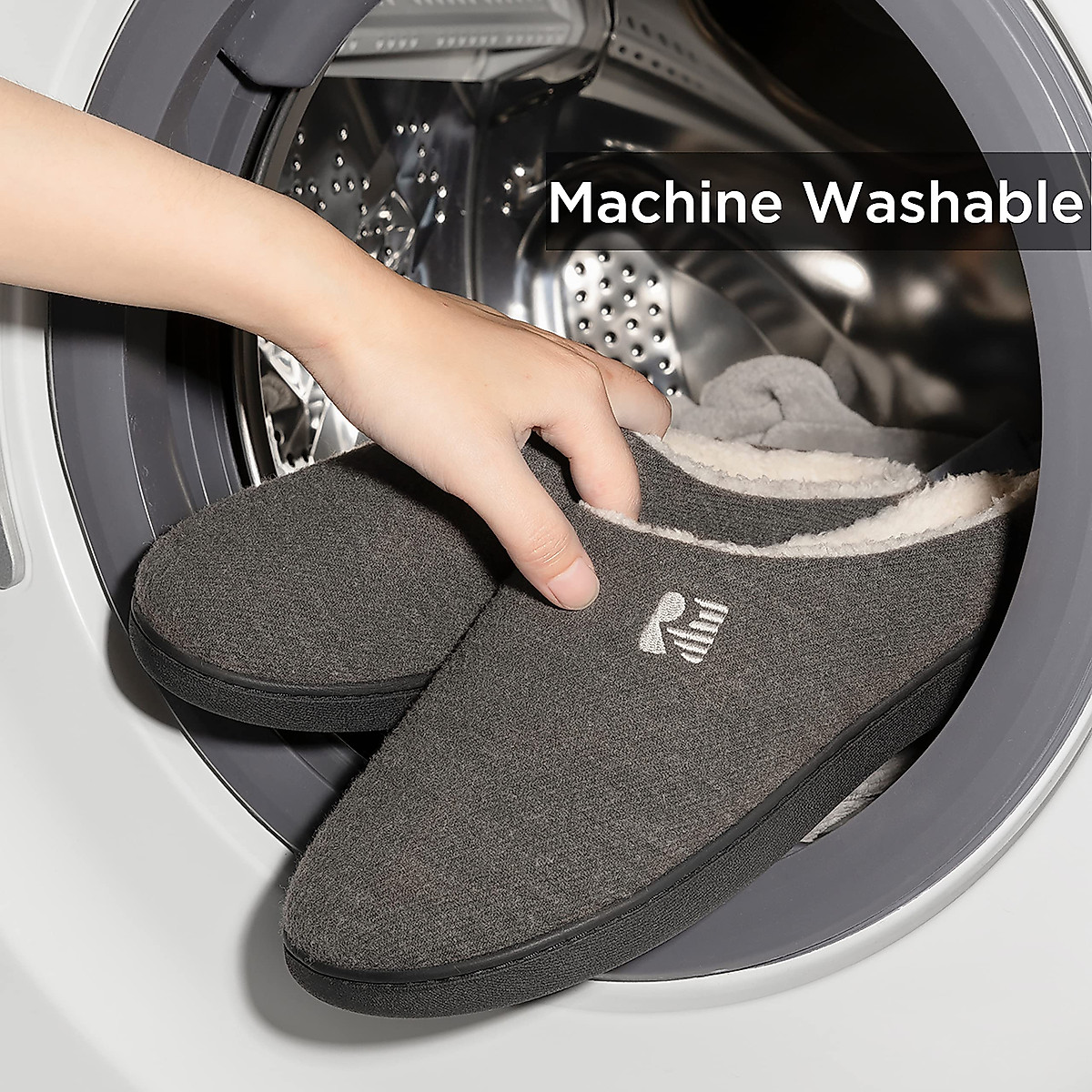 RockDove Men's Sherpa Lined Memory Foam Clog Slipper, Size 10.5 US Men, Grey