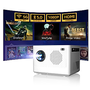 ONE·MIX 2023 Upgraded Mini Projector with WiFi and Bluetooth, Indoor Video Projector Home Theater HD 1080P, portable Outdoor Movie Projector for HDMI/USB/Smarphone/Laptop/PS5